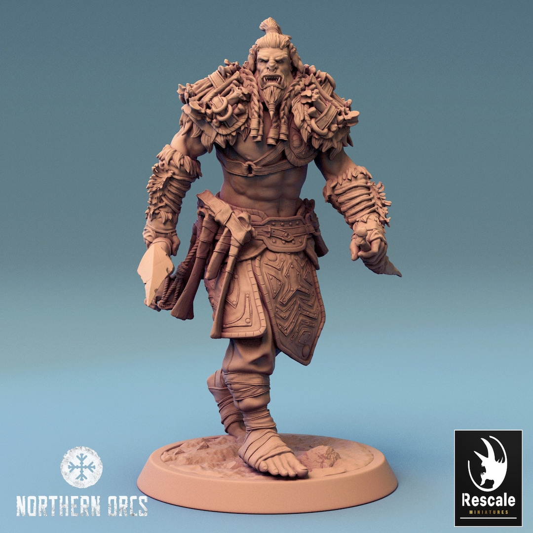 Orc Barbarian Marauder V3 Dnd Miniatures Compatible With 28mm 32mm ...