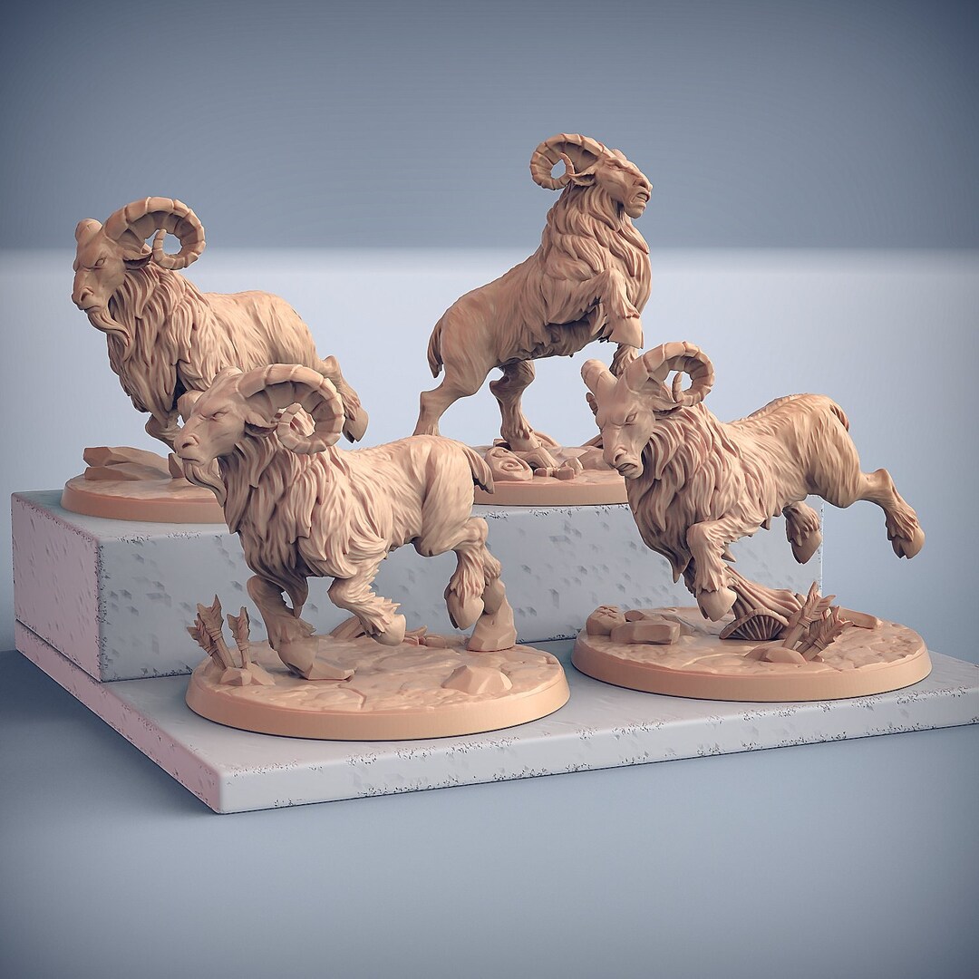 4x Ram Pack Premium Dnd Miniature Mini 28mm 32mm up to 100mm | Resin 3D ...