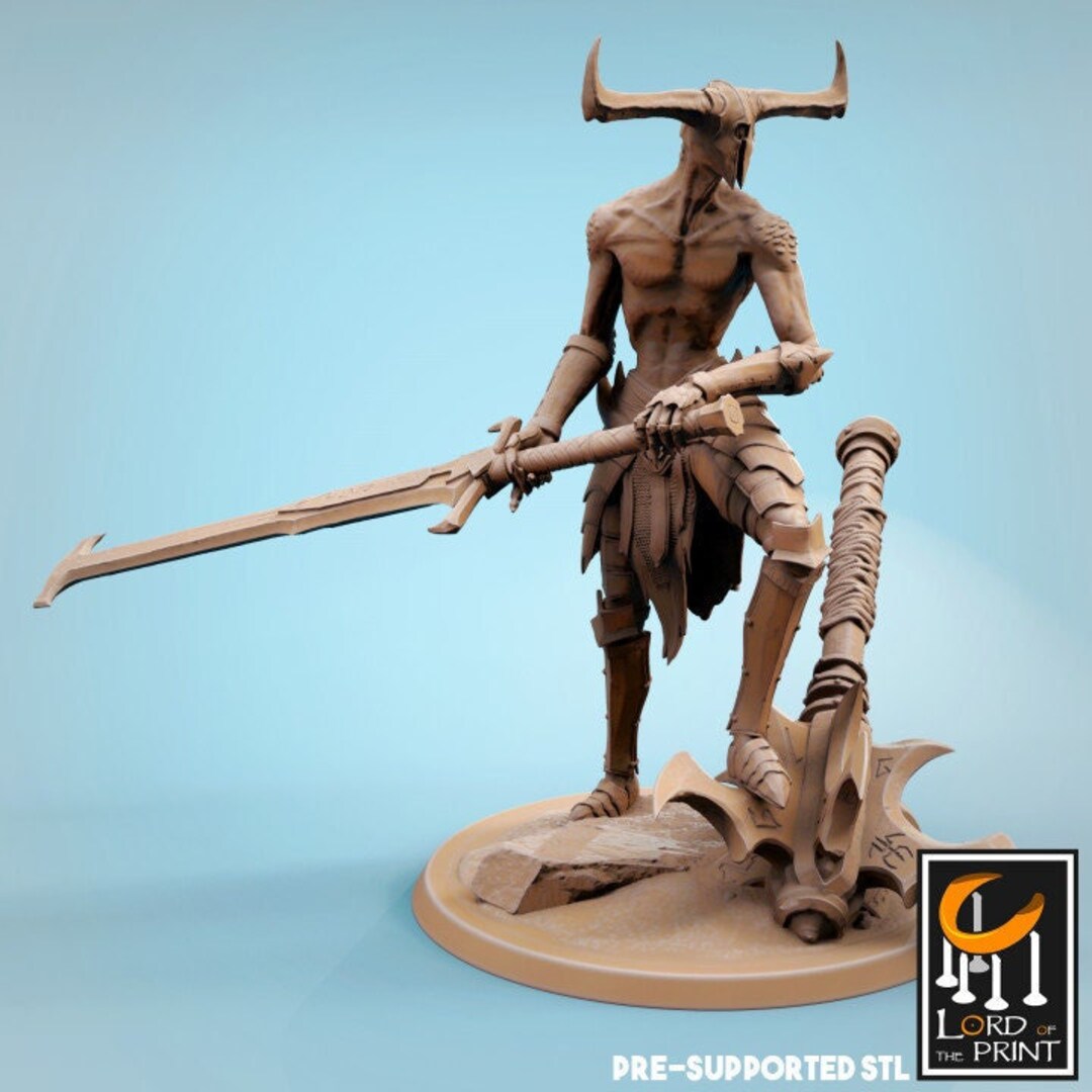 Horned Demon V5 Dnd Miniatures Compatible With 28mm 32mm Fantasy Minis ...