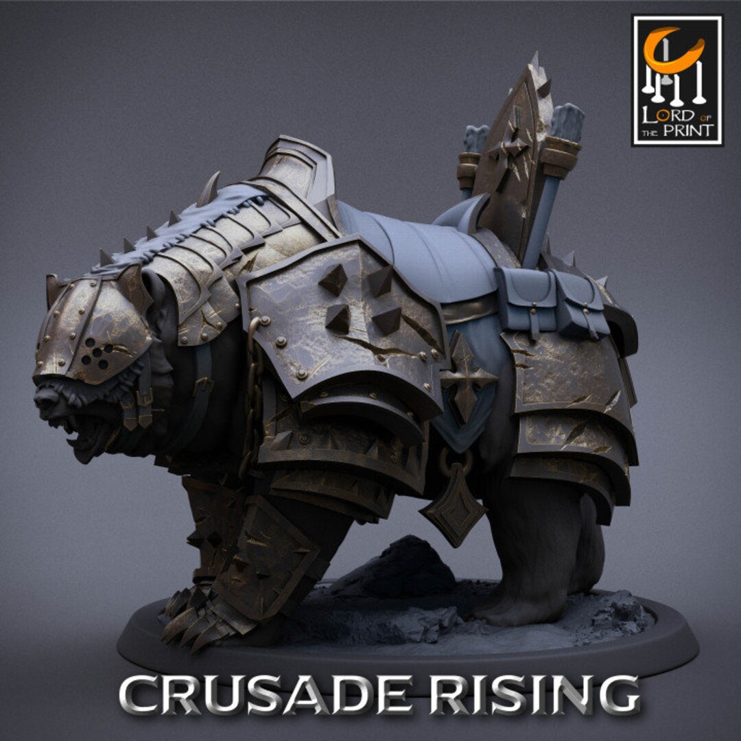 Armored Bear Companion V3 Dnd Miniatures Compatible With 28mm 32mm ...