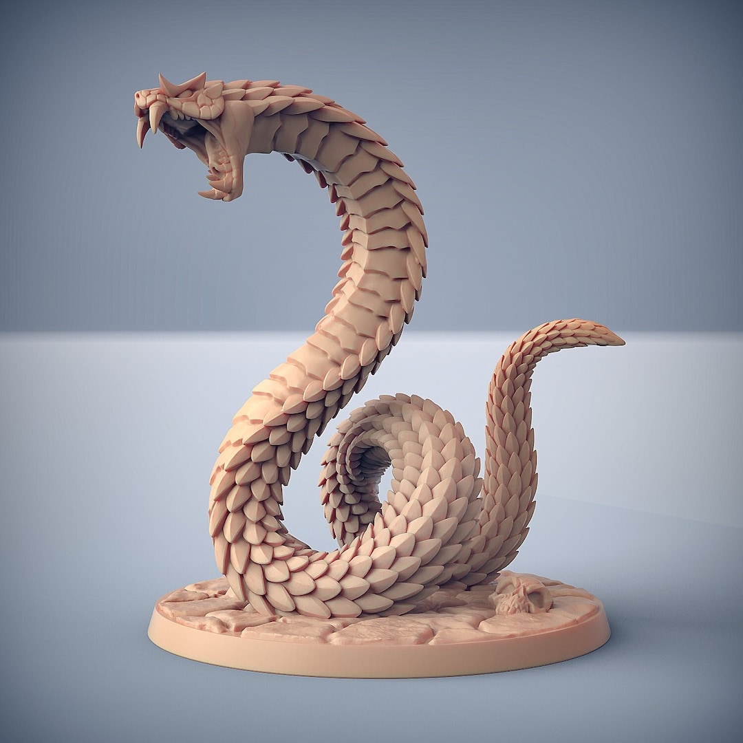 Snake Serpent A Dnd Miniatures Compatible With 28mm 32mm Fantasy Minis ...