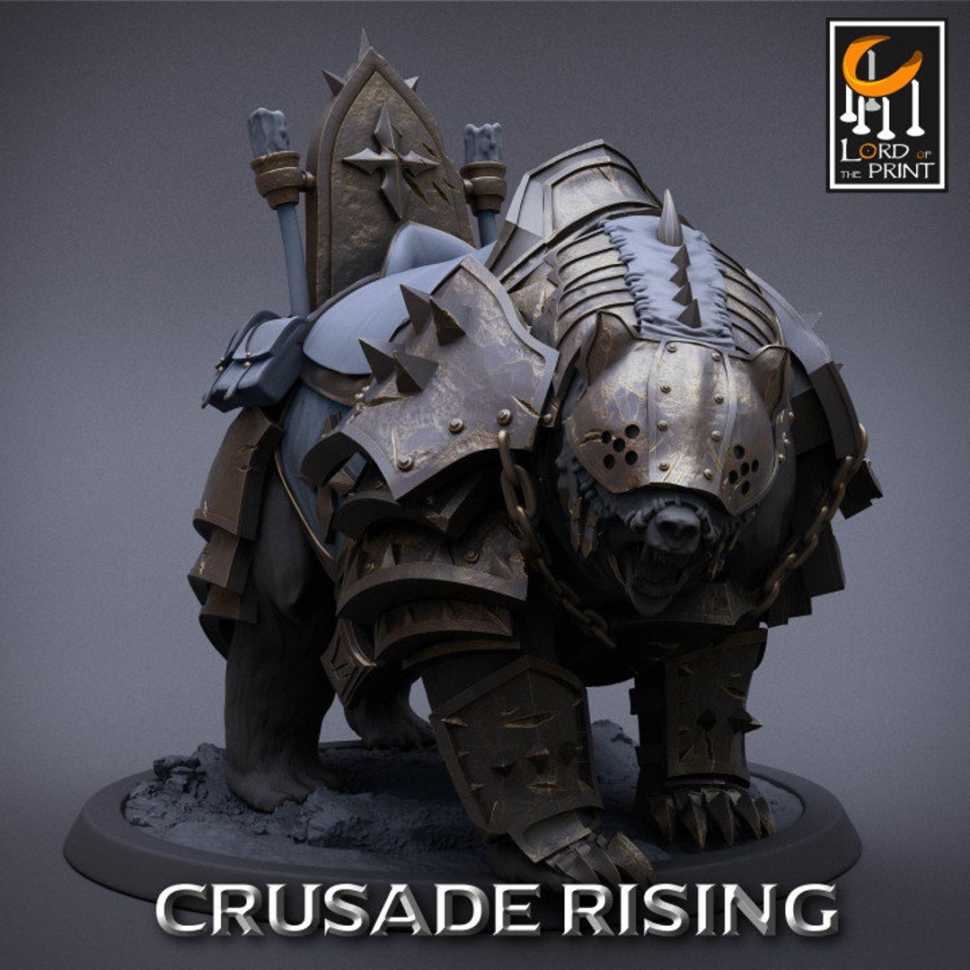 Armored Bear Companion V7 Dnd Miniatures Compatible With 28mm 32mm ...