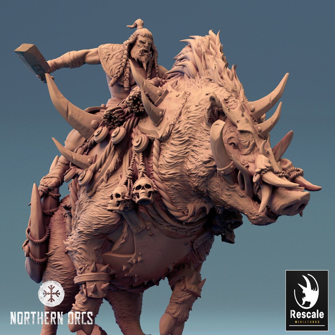 Orc Barbarian Marauder Rider V1 Dnd Miniatures Compatible With 28mm ...