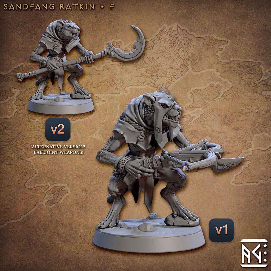 Ratfolk Warrior F Premium Dnd Miniature Mini Figure Figurine Rat Folk ...