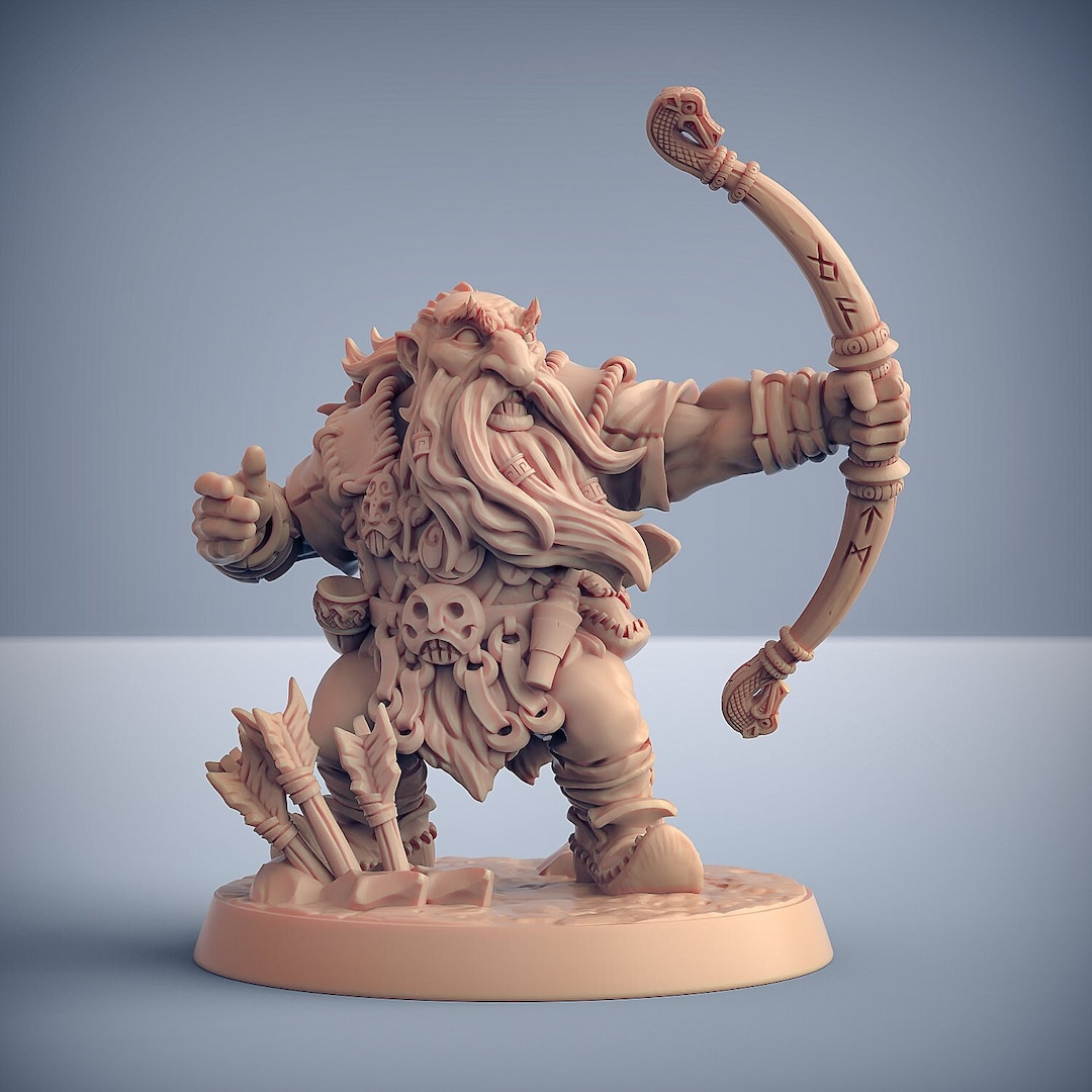 Dwarf Ranger Archer V5 Premium Dnd Miniature Mini 28mm 32mm up to 100mm ...