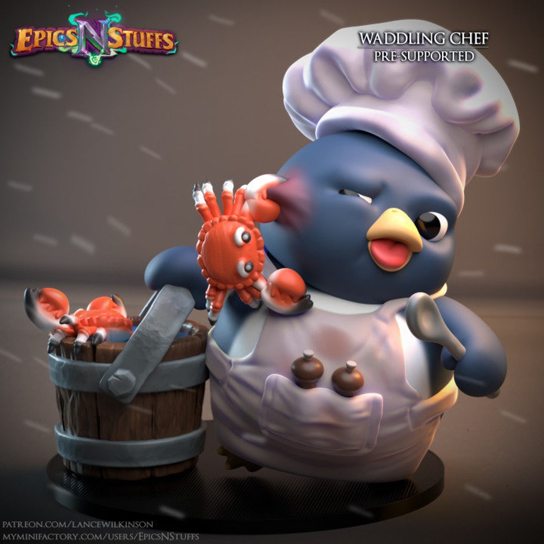 Waddling Chef Premium Dnd Miniature Mini | Resin 3D Printed | 28mm 32mm ...