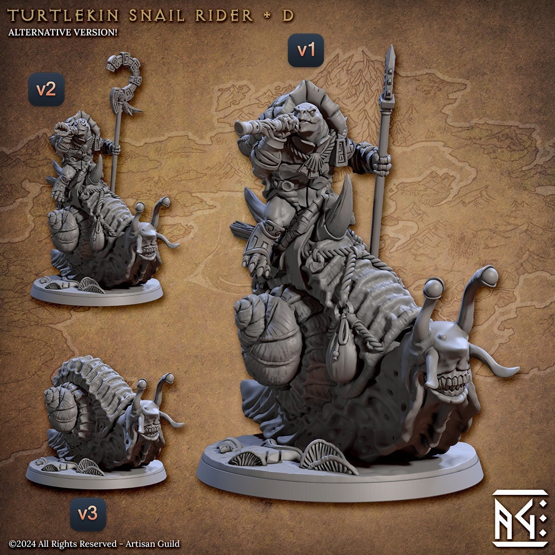 Turtle Tortle on Snail D Dnd Miniatures Compatible With 28mm 32mm ...