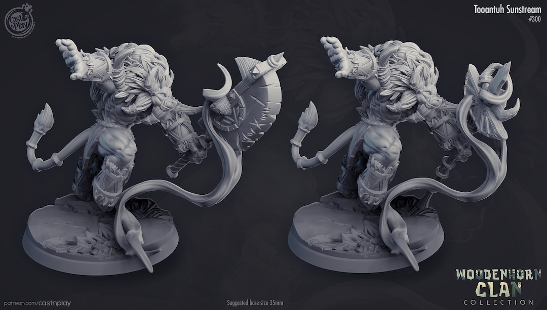 Woodenhorn Minotaur Shaman Warrior Sunstream Premium Dnd Miniature Mini ...