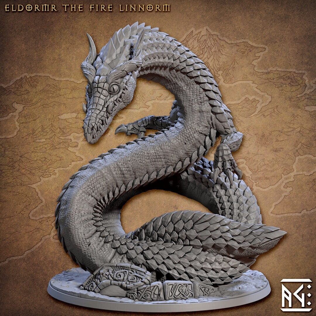 Giant Snake Serpent Jormungandr Dnd Miniature Mini Statue | Resin 3D ...