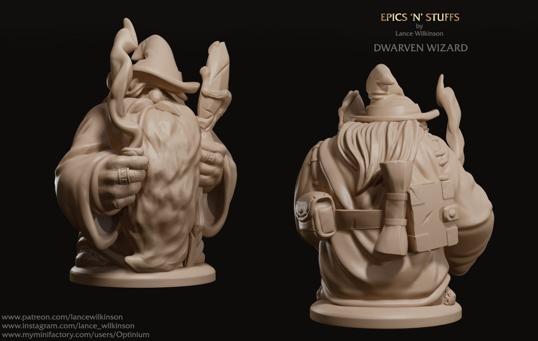 Dwarf Wizard Sorcerer | Premium 3D Printed Fantasy Tabletop Miniatures ...