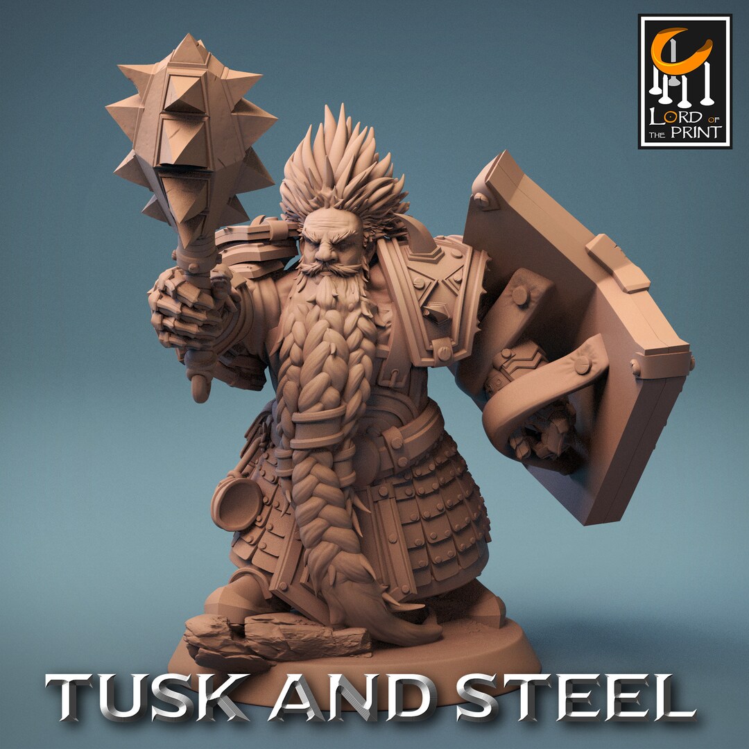 Dwarf Fighter Paladin Mace H Cleric Premium Dnd Miniature Mini 28mm ...