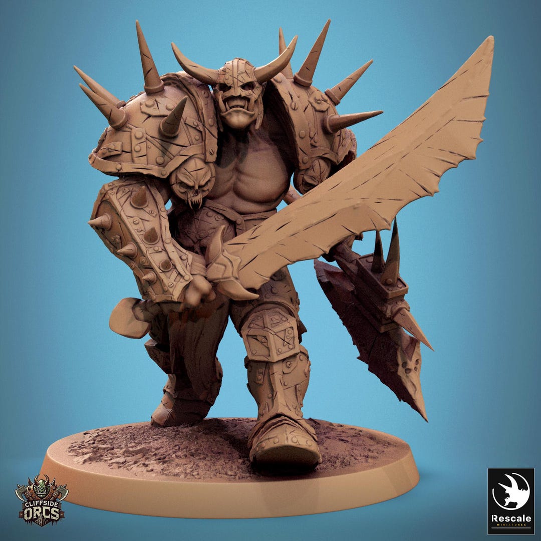 Orc Barbarian Marauder V18 Dnd Miniatures Compatible With 28mm 32mm ...