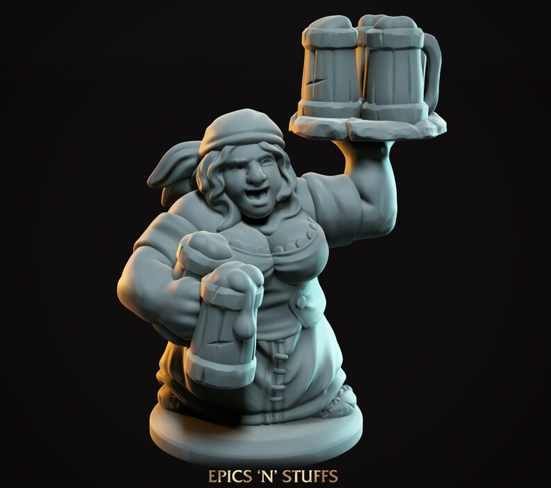 Dwarf Dwarven Female Bartender Premium 3D Printed Fantasy - Etsy