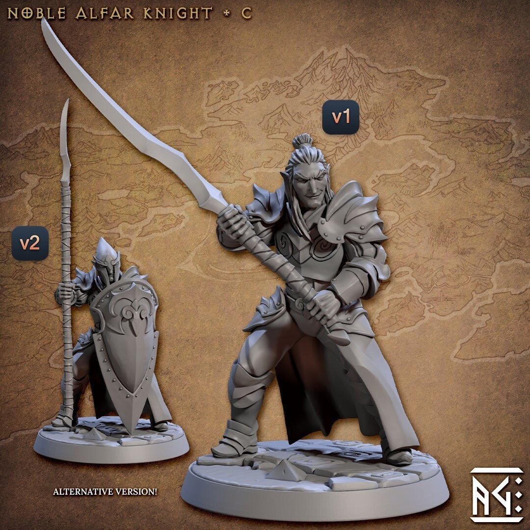 Elf Paladin Premium Dnd Miniature Mini | Figher Cleric Warrior | 28mm ...