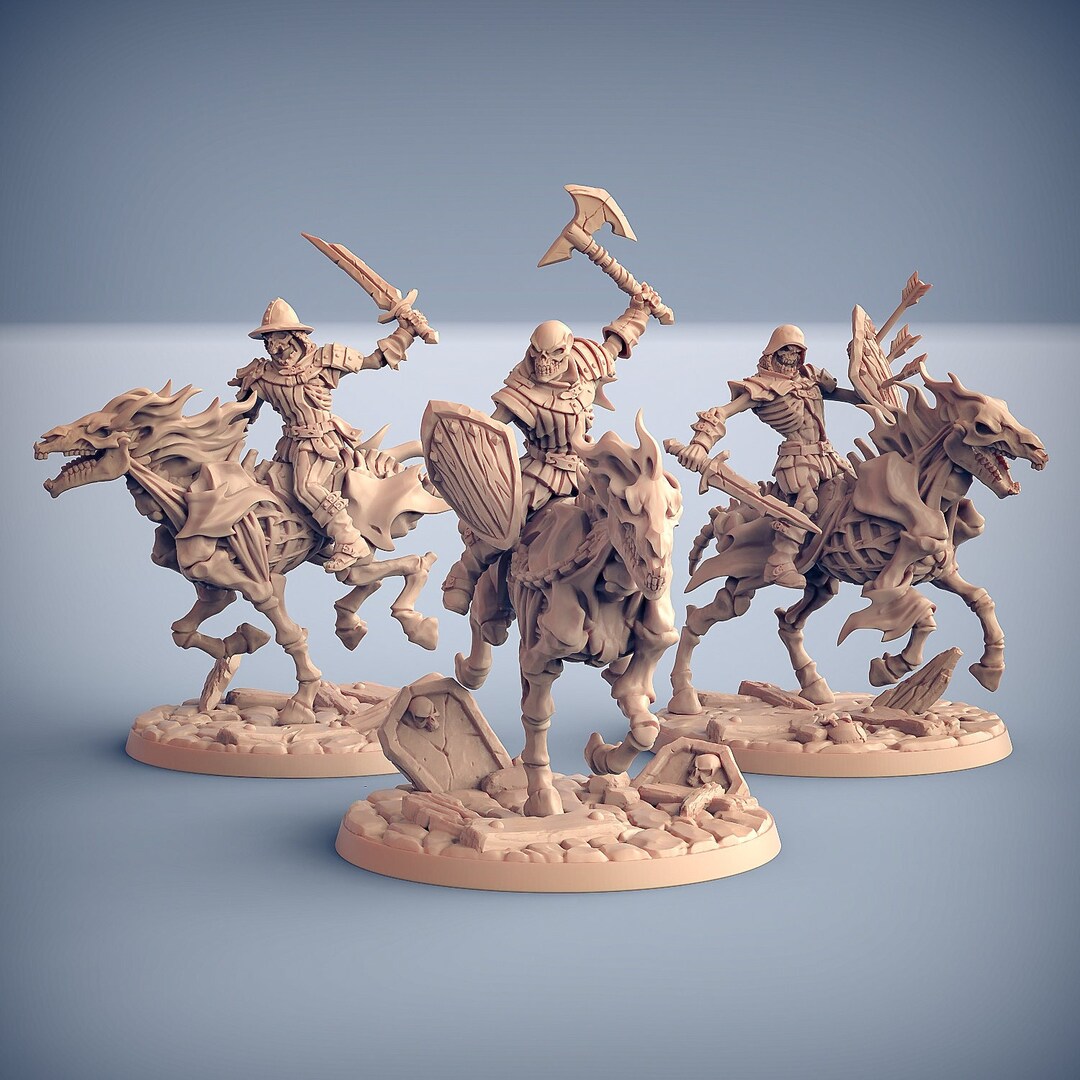 3x Undead Skeleton Knight Rider Pack Premium Dnd Miniature Mini | 28mm ...