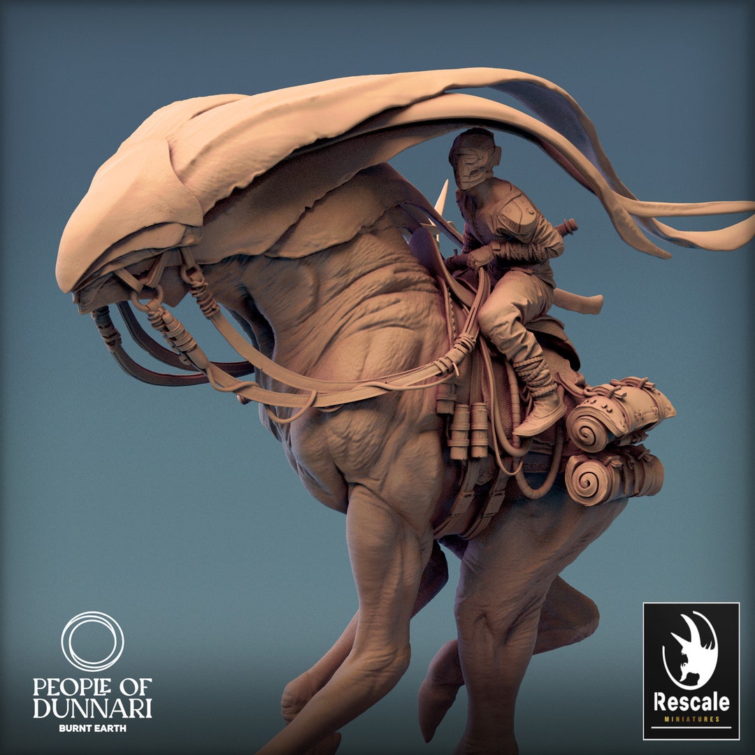 Desert Beast Rider V2 Dnd Miniatures Compatible With 28mm 32mm Fantasy ...
