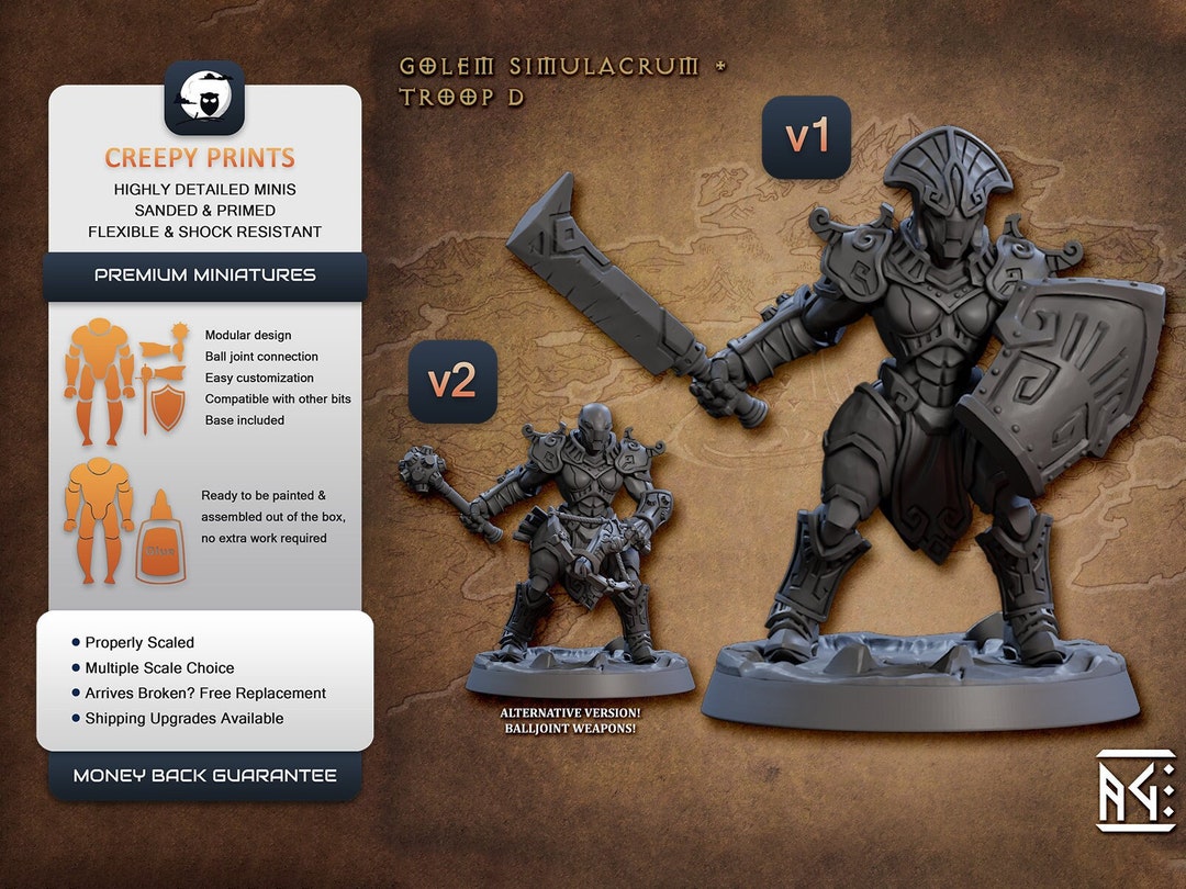 Warforged Golem Paladin D Dnd Miniatures Compatible With 28mm 32mm Tabletop Fantasy Minis ...
