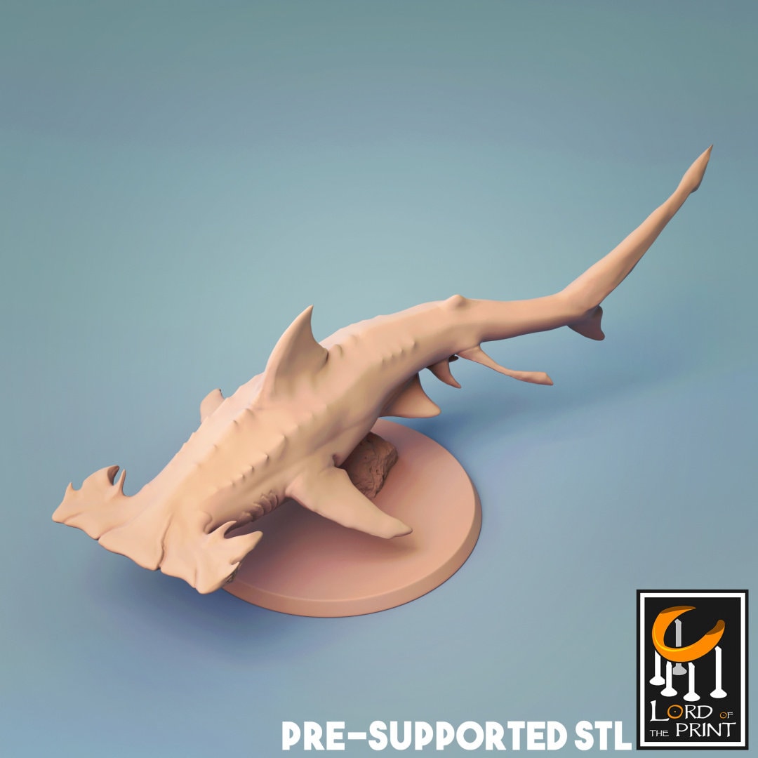 Hammerhead Shark Dnd Miniatures Compatible With 28mm 32mm Fantasy Minis ...