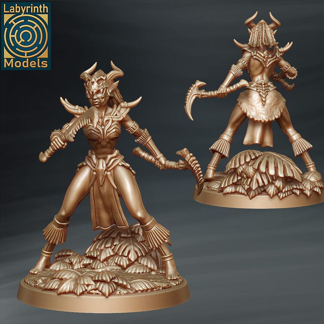 Female Barbarian Rogue V7 Dnd Miniatures Compatible With 28mm 32mm ...