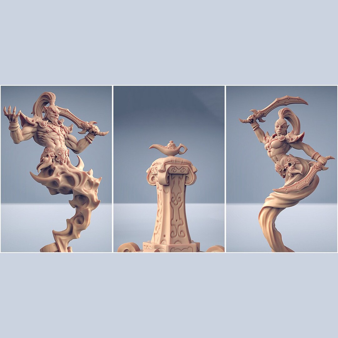 2x Efreet Jinn Genie and Lamp Pack Premium Dnd Miniature Mini Set ...