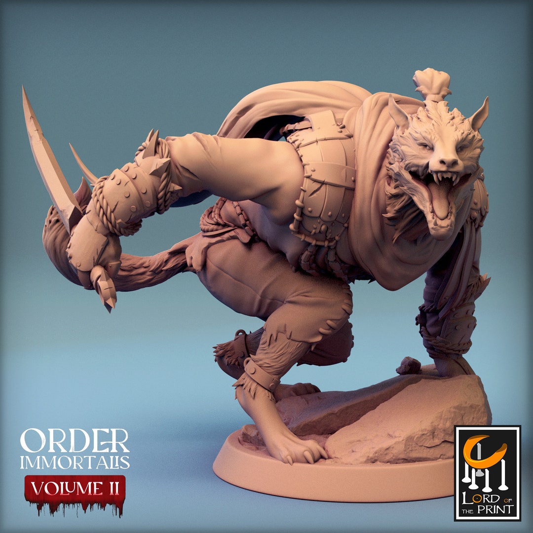 Werewolf Warrior V3 Premium Dnd Mini Miniature 28mm 32mm to 100mm Demon ...