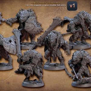 6x Lizardfolk Lizardmen Pack Premium Dnd Miniature Mini Lizardman ...