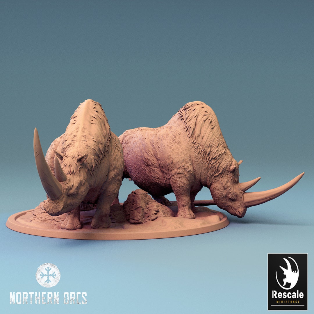 Diorama Rhinoceros V3 Premium Dnd Miniature Mini | Resin 3D Printed ...