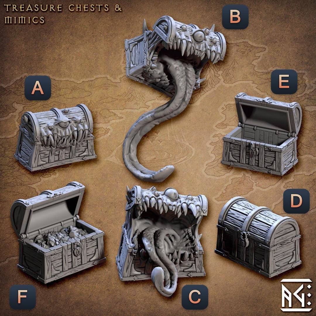 Mimic Treasure Chest Dnd Miniatures Compatible With 28mm 32mm Tabletop ...