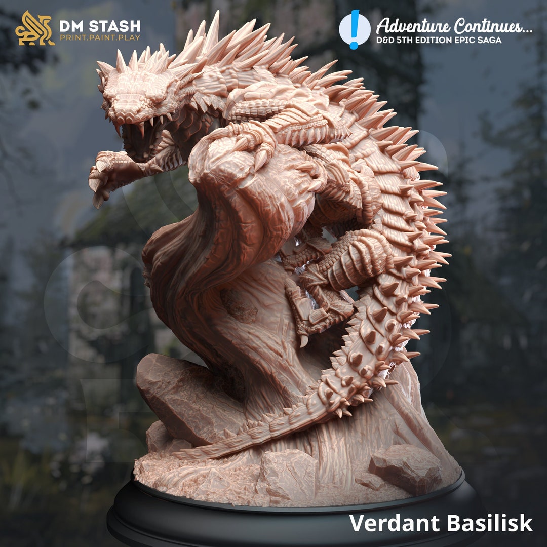 Giant Lizard Verdant Basilisk Premium Dnd Miniature Mini | Resin 3D ...