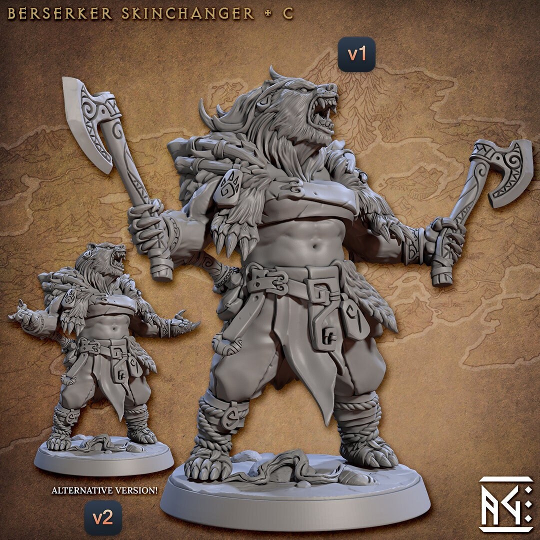 Bearfolk Bear Folk Werebear C Premium Dnd Miniature Mini Figure Statue ...
