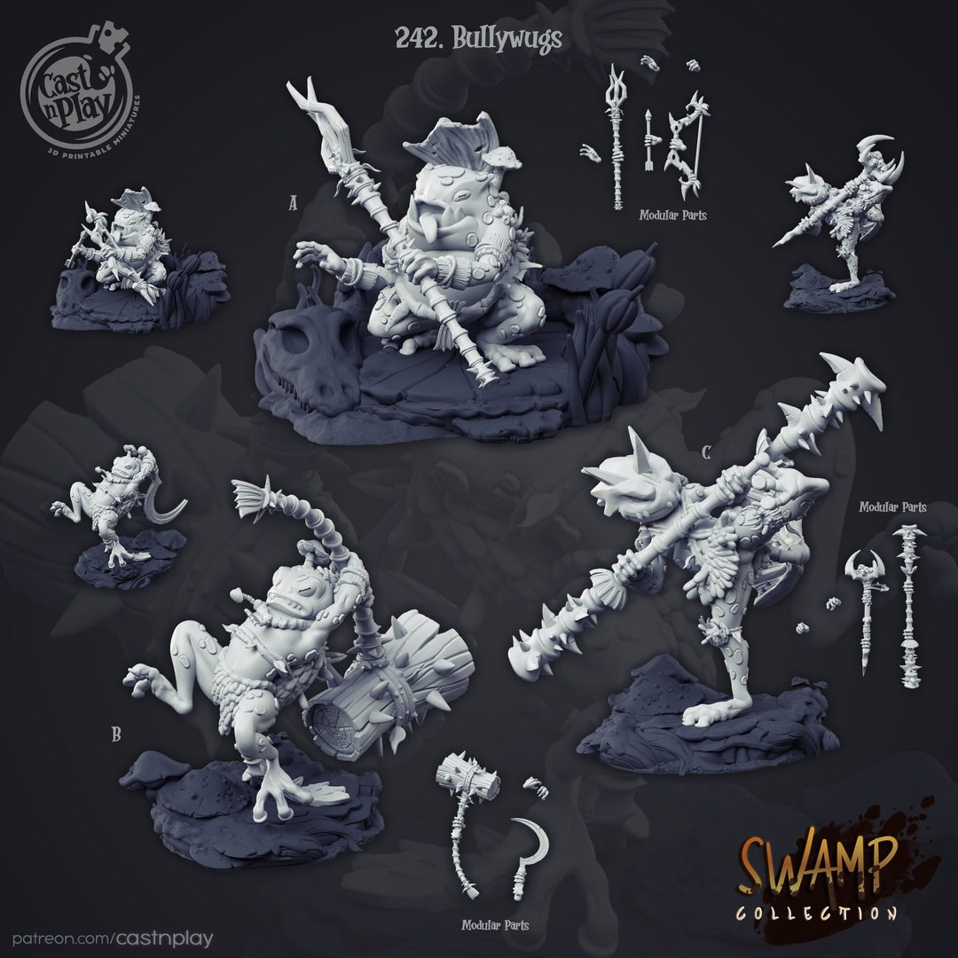Swamp Bulywugs Premium Dnd Miniature Mini Sanded & Primed 28mm 32mm to ...