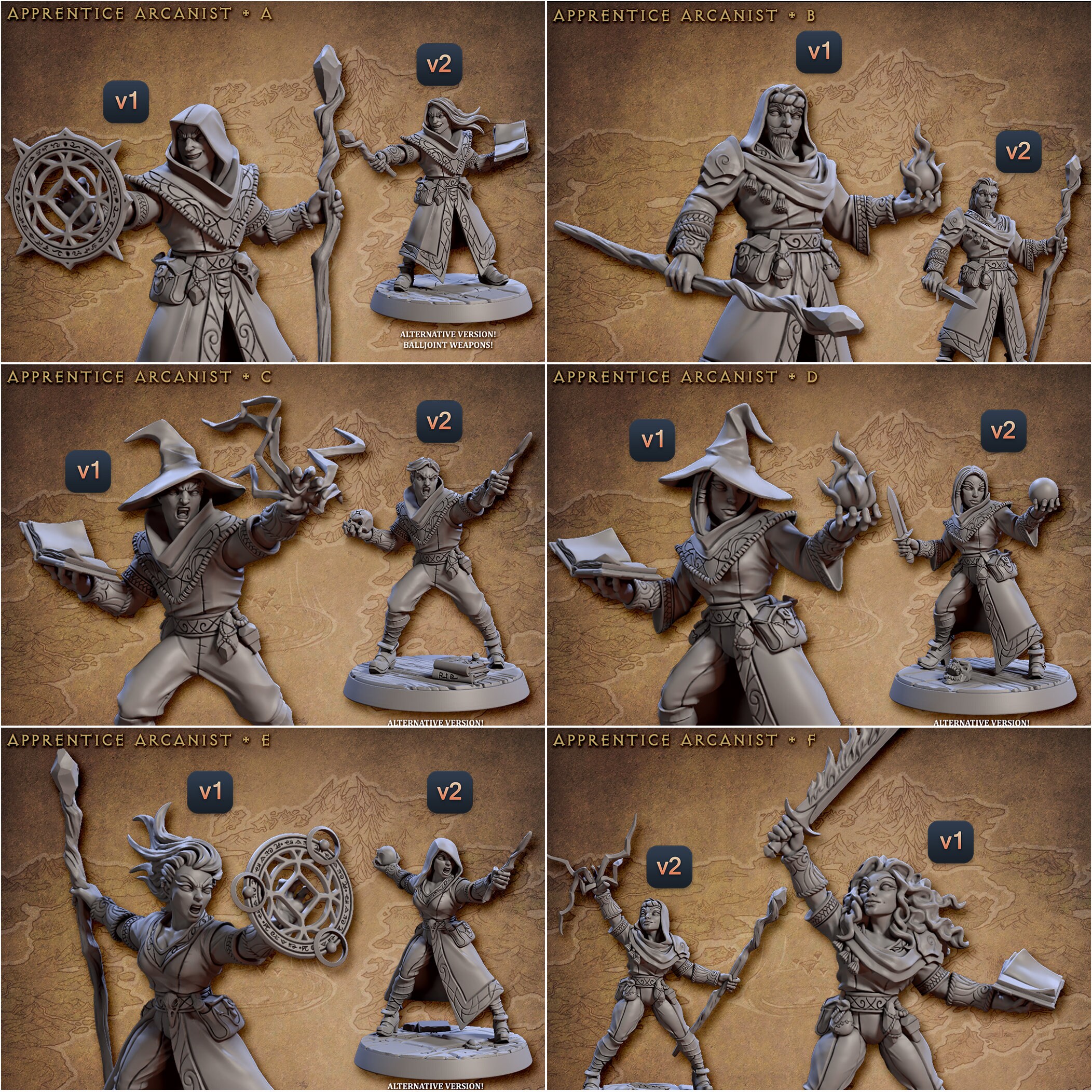 6x Human Wizards Premium Dnd Miniature Mini 28mm to 100mm - Etsy
