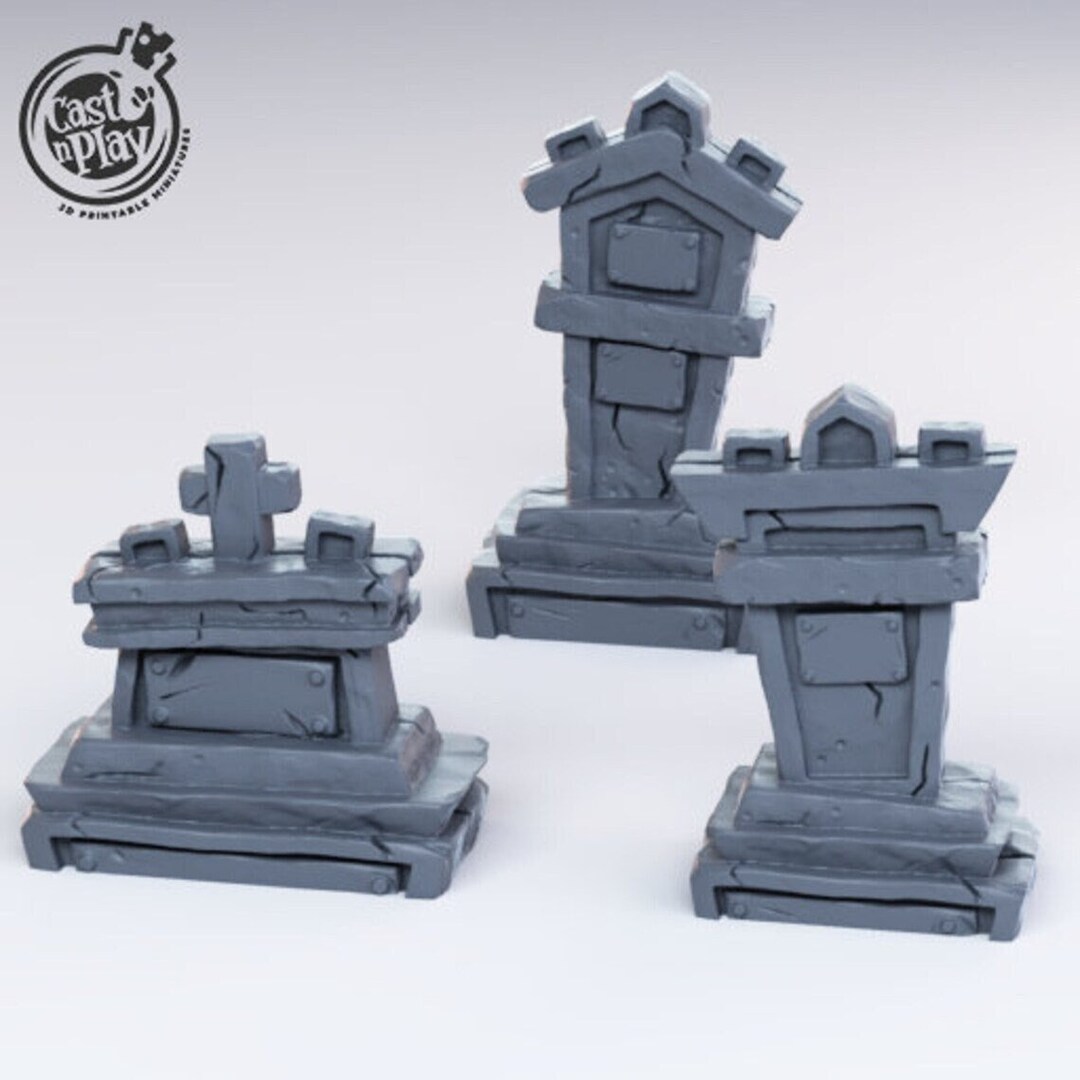 3 Gravestones Bundle | Premium 3D Printed Fantasy Tabletop Miniatures ...
