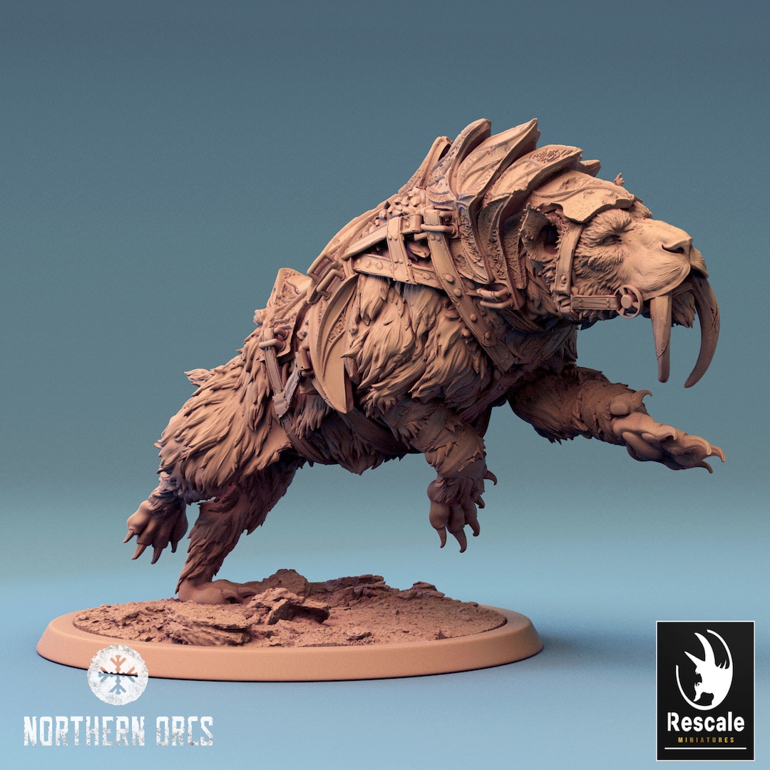 Sabertooth Armored Saddle V4 Premium Dnd Miniature Mini | Resin 3D ...