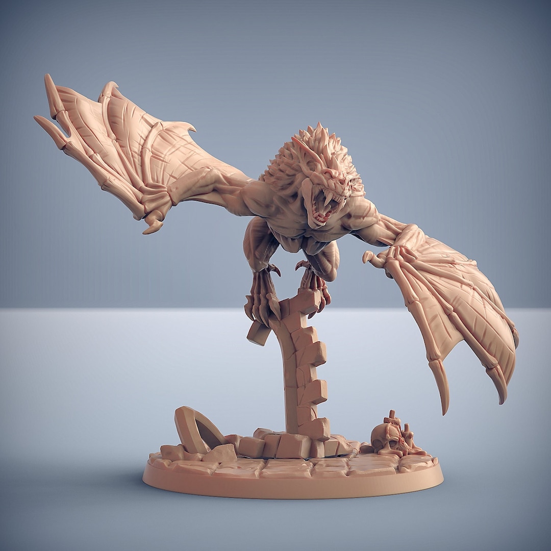 Flying Demon C Dnd Miniatures Compatible With 28mm 32mm Fantasy Minis ...