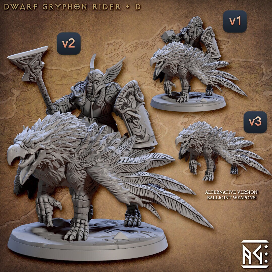 Female Dwarf Griffin Rider D Dnd Miniatures Compatible With 28mm 32mm ...