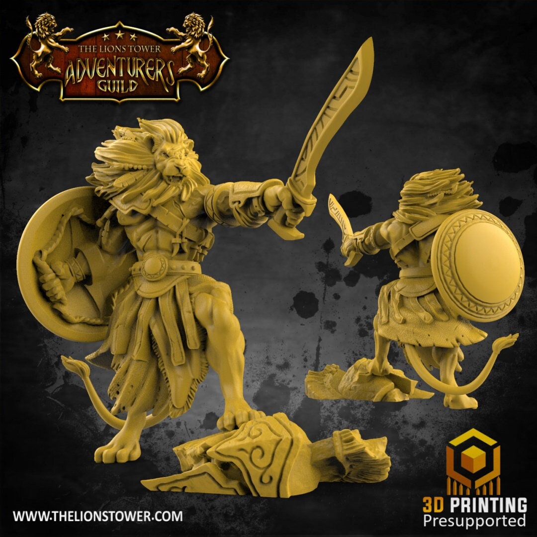 Agathion Leonin Paladin Warrior Dnd Miniature Mini Warrior | Resin 3D ...
