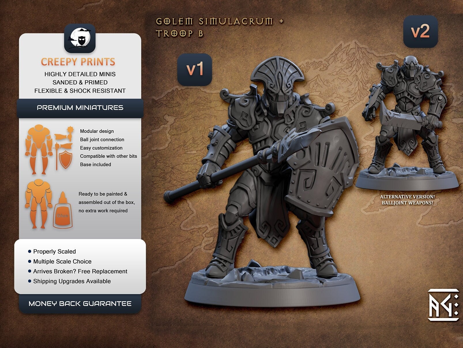Warforged Golem B Premium 28mm 32mm Dnd Miniature | Construct Fighter ...