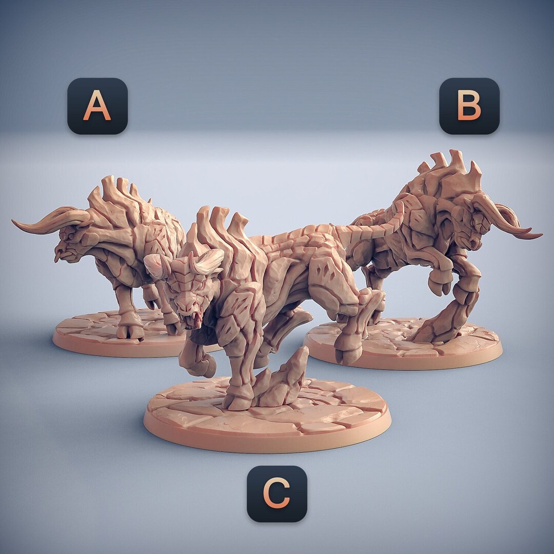 Stone Bull Dnd Miniatures Compatible With 28mm 32mm Fantasy Minis ...
