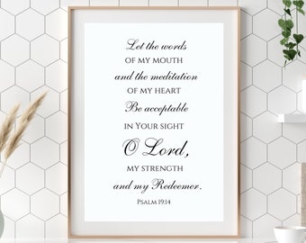 Psalm 19:14 Printable Bible Verse Art Print 8x10 Digital Wall - Etsy