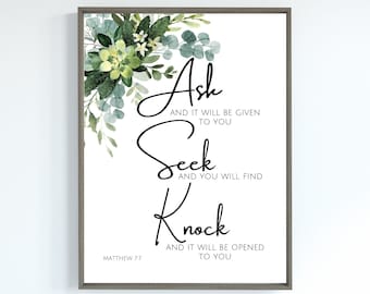 Ask Seek Knock Art | Etsy