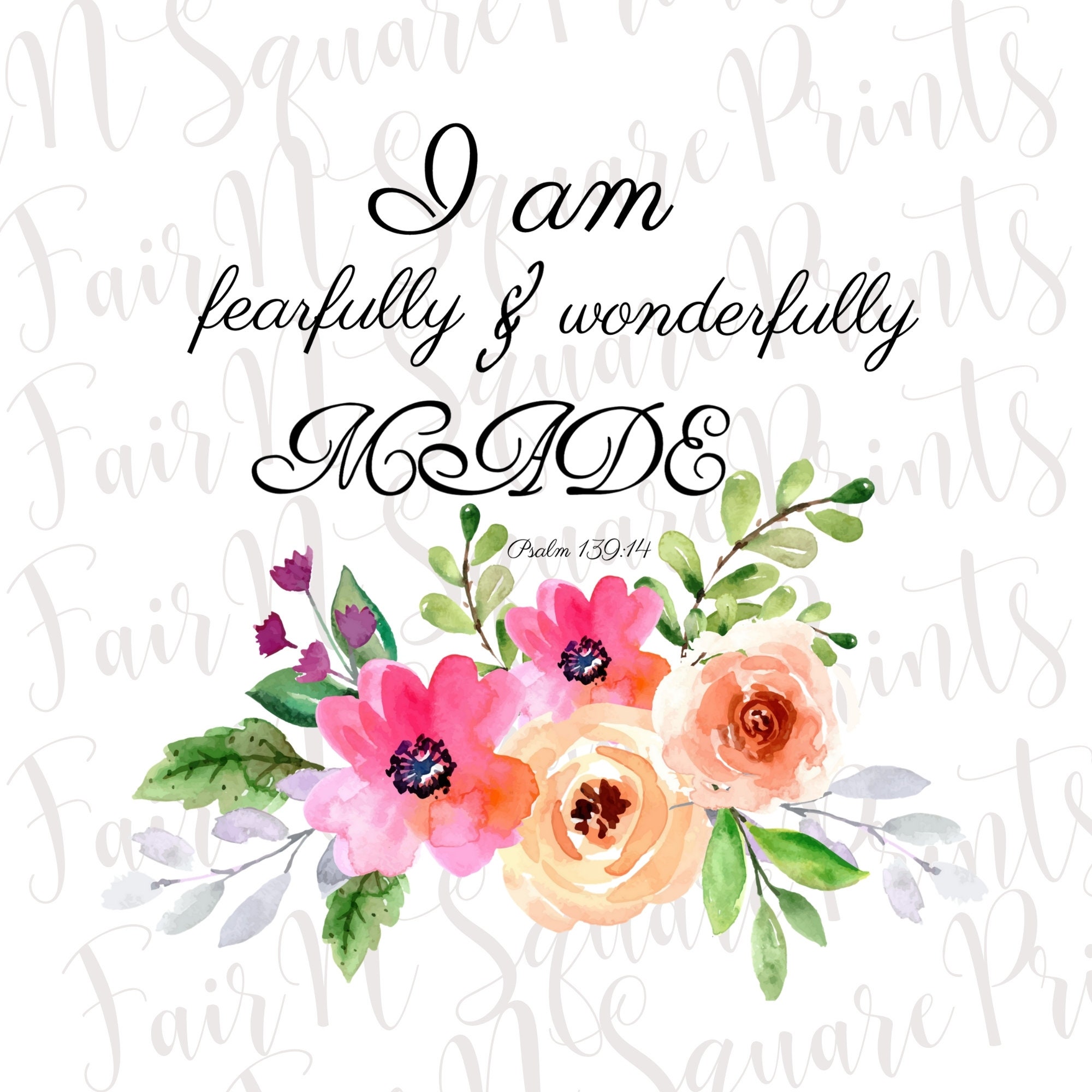 I am Fearfully and Wonderfully Made Psalm 139:14 Png File | Etsy