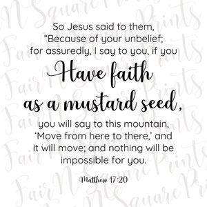 Matthew 17:20 - Have Faith as a Mustard Seed Black Text Png File for ...
