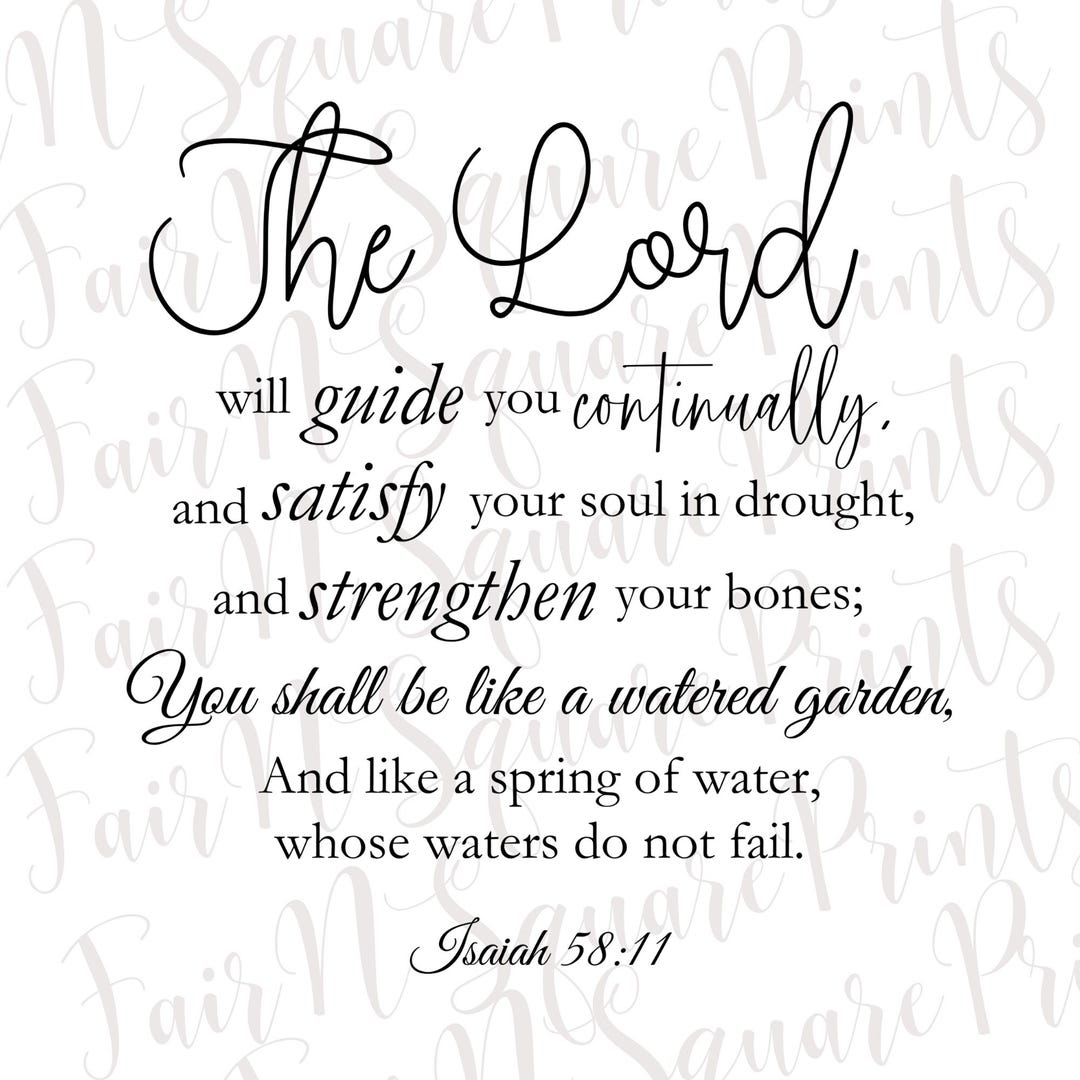 Isaiah 58:11 NKJV Black Text Png File for Sublimation/the Lord Will ...