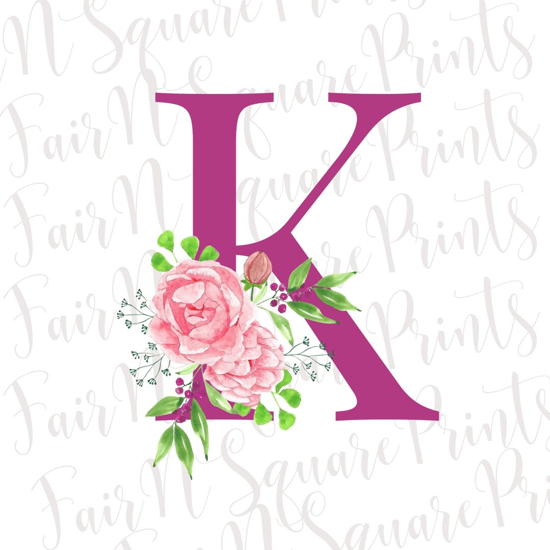 Floral Letter K PNG: Royal Heath, Sublimation Design (digital Download ...