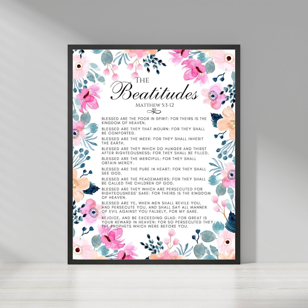 The Beatitudes KJV Printable/matthew 5:3-12 Print/blessed Printable Art ...