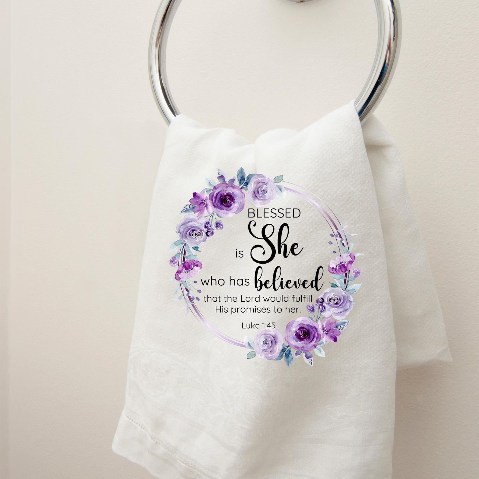 Luke 1:45 Purple Floral Png File for Sublimation/blessed is She Who Has ...