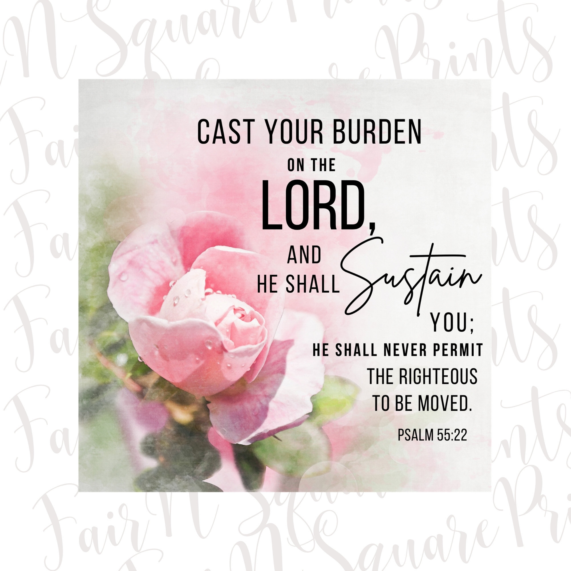 Cast Your Burden on the Lord Psalm 55:22 Png File for - Etsy UK