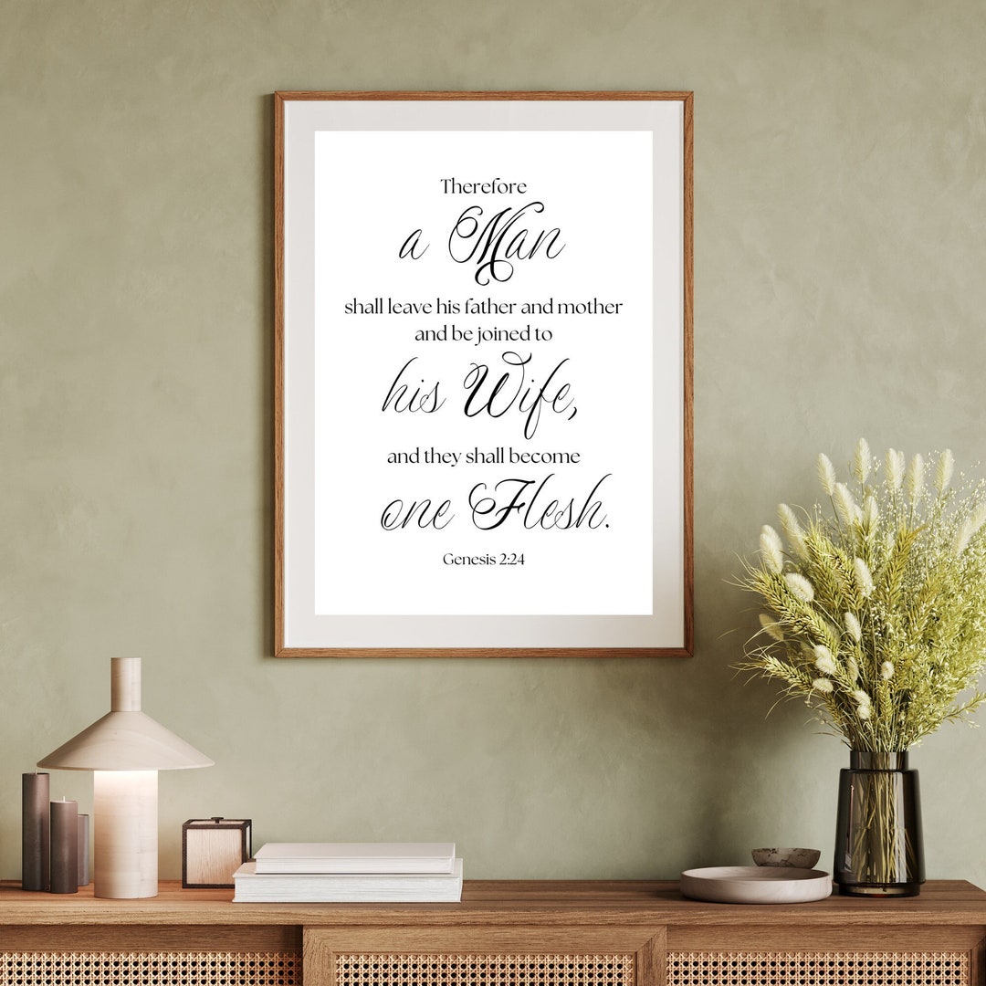 Genesis 2:24 Print/motivational Verse/christians Wall Art/bedroom Wall ...