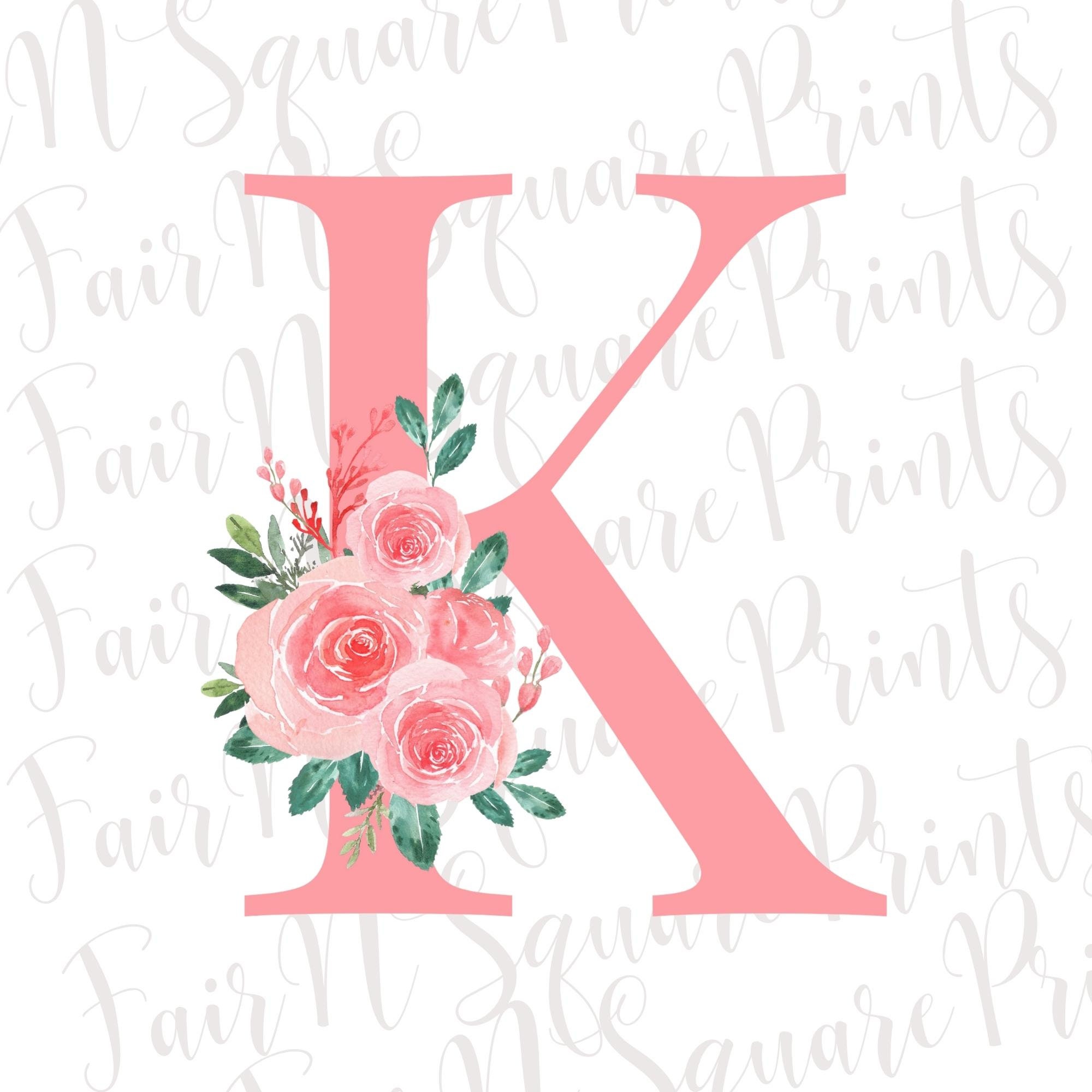 Initial K Pink Red Floral Png File for Sublimation/letter K - Etsy